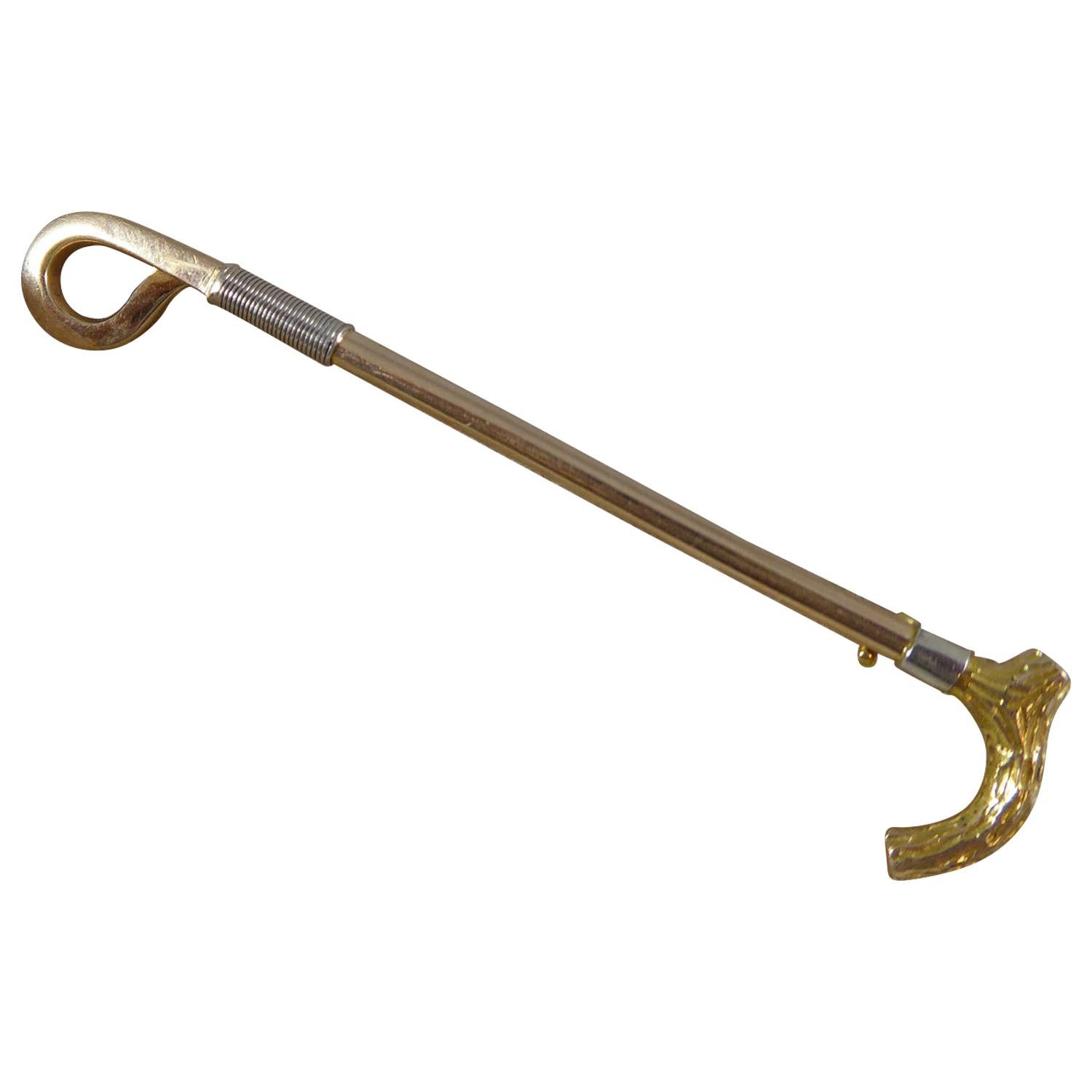 Antique Foxes Head and Riding Gold Crop Pin at 1stDibs