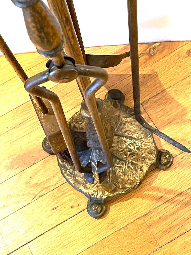 Antique Brutalist Style Fireplace Tools Set in Bronze Patinated Finish ...