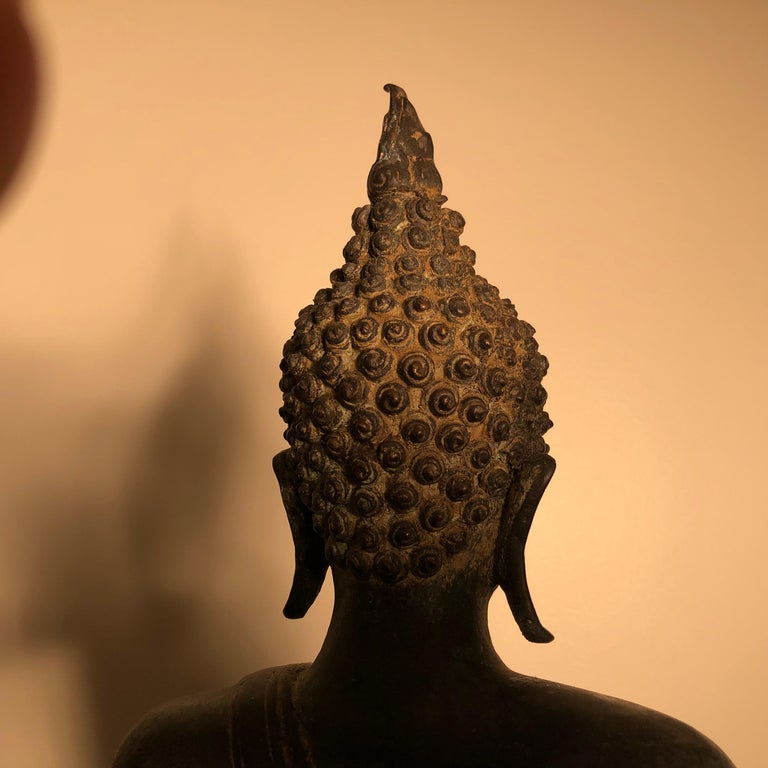 Antique Buddha Calling Earth to Witness, Hand Cast Thai Bronze 19th ...