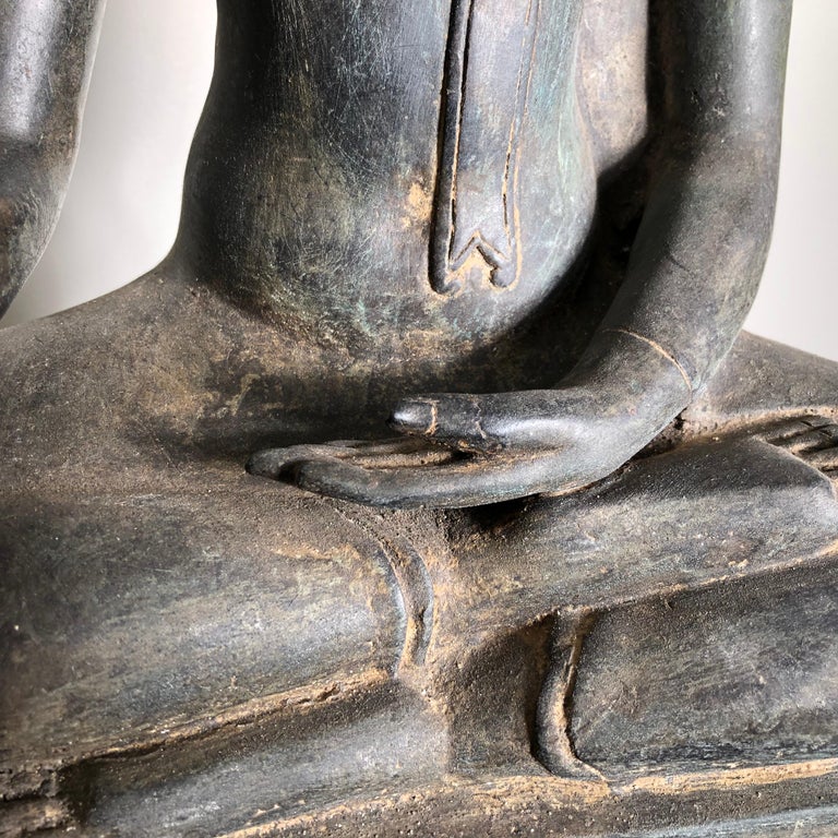Antique Buddha Calling Earth to Witness, Hand Cast Thai Bronze 19th ...
