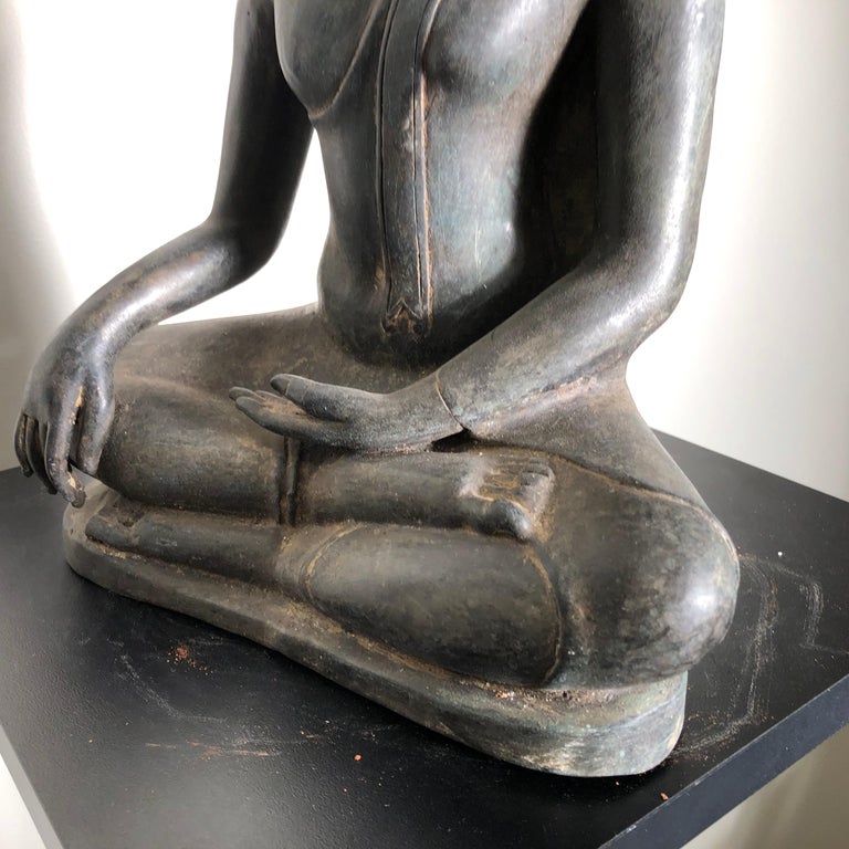 Antique Buddha Calling Earth to Witness, Hand Cast Thai Bronze 19th ...