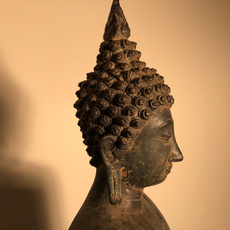 Antique Buddha Calling Earth to Witness, Hand Cast Thai Bronze 19th ...