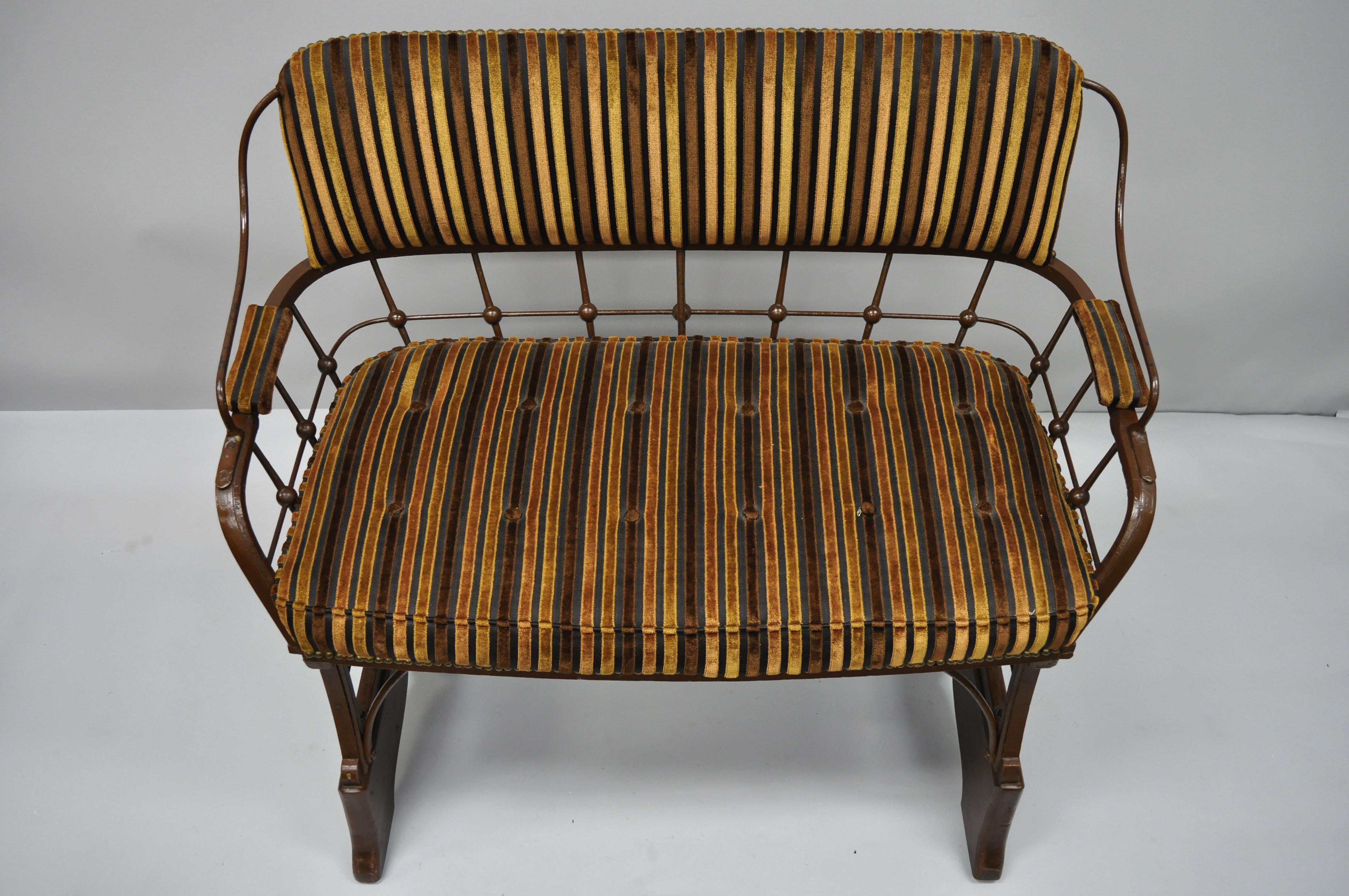 Antique Buggy Bench Hall Seat Sleigh Primitive Folk Art Wagon Wood and ...