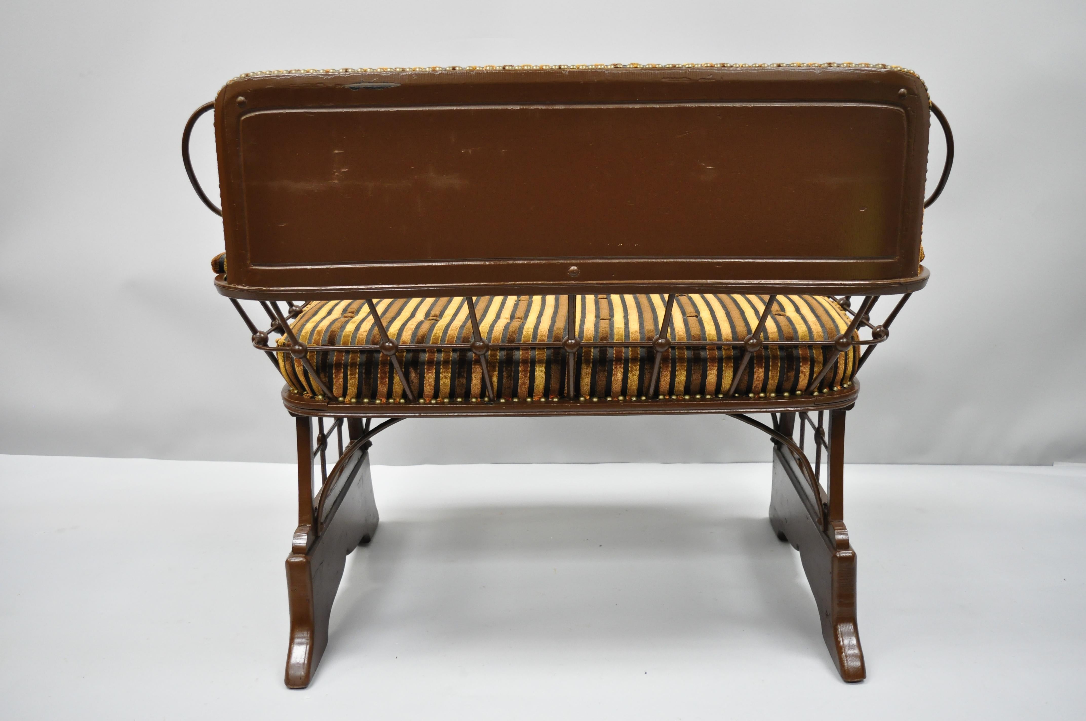 Antique Buggy Bench Hall Seat Sleigh Primitive Folk Art Wagon Wood and ...