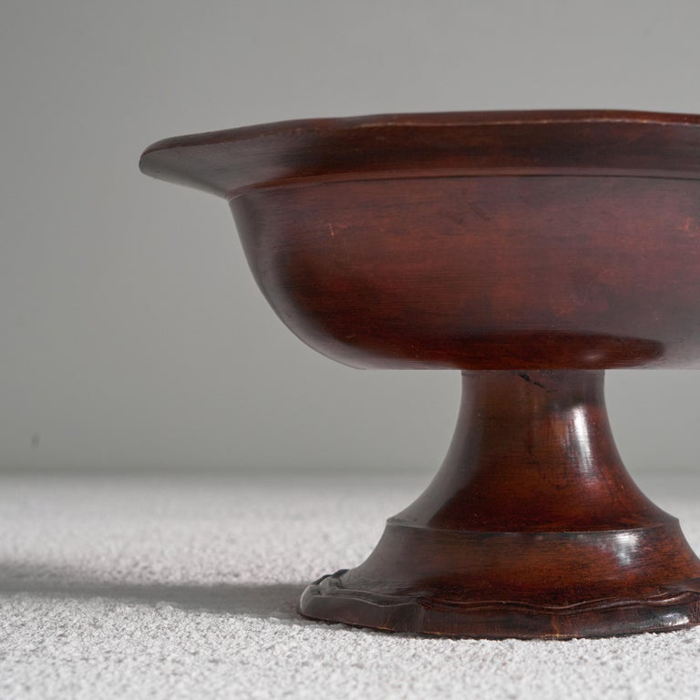 Antique Burgundy Colored Footed Bowl in Bronze For Sale at 1stDibs