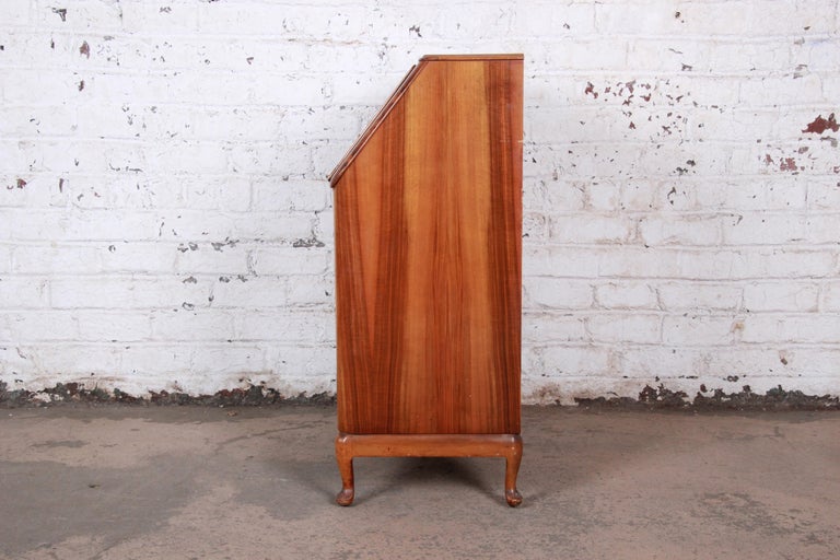 Antique Burled Walnut Drop Front Secretary Desk by Lebus at 1stDibs ...