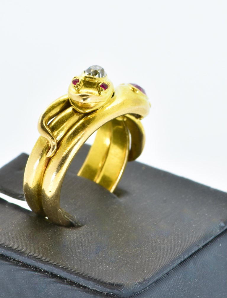 Antique Burma Ruby and Diamond Serpent Ring, circa 1875 For Sale at 1stDibs