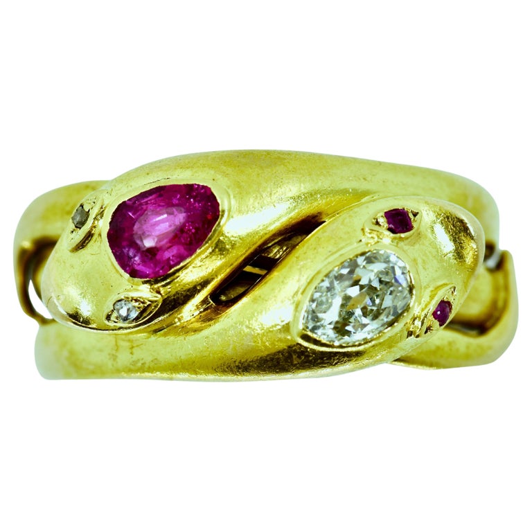 Antique Burma Ruby and Diamond Serpent Ring, circa 1875 For Sale at 1stDibs