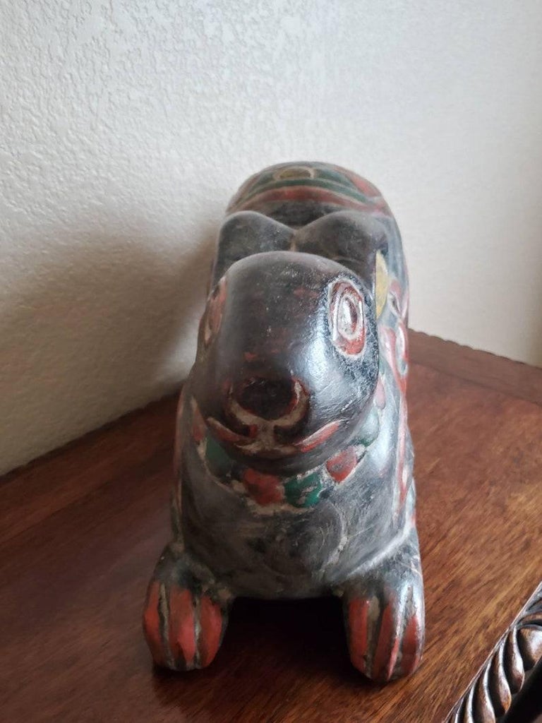 Antique Burmese Folk Art Thai Rabbit Sculpture For Sale at 1stDibs