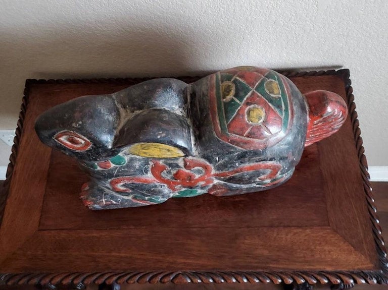 Antique Burmese Folk Art Thai Rabbit Sculpture For Sale at 1stDibs