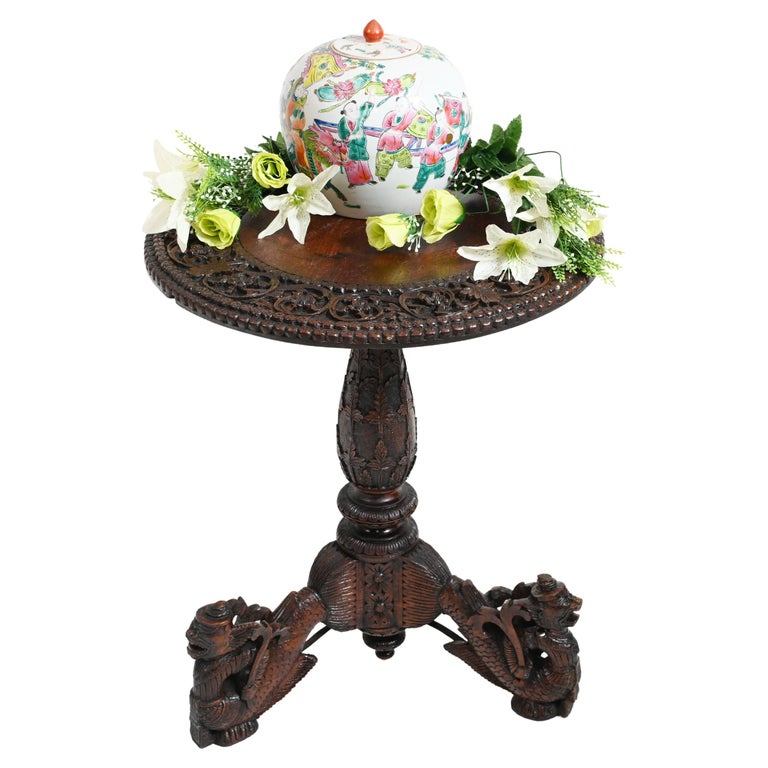 Antique Burmese Table Carved Side, Burma, 1840 For Sale at 1stDibs