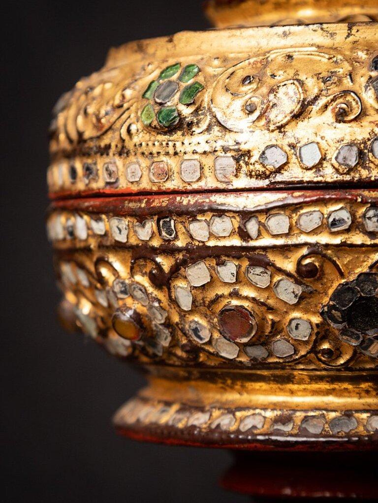 Antique Burmese wooden offering vessel from Burma Original Buddhas For ...