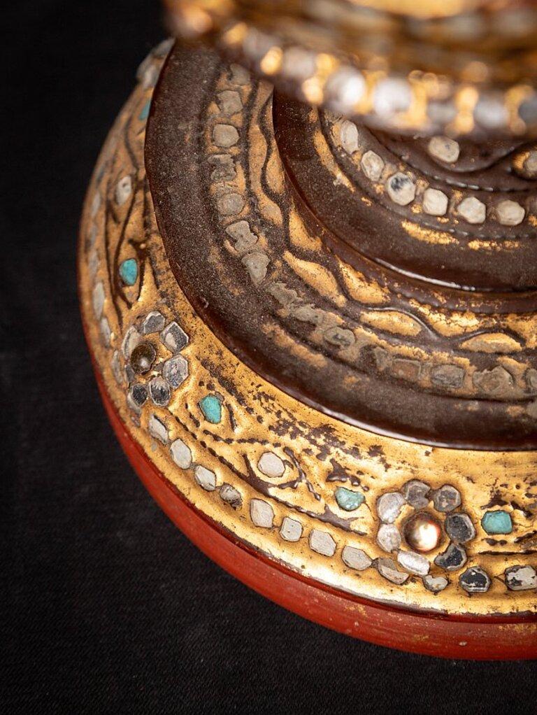 Antique Burmese wooden offering vessel from Burma Original Buddhas For ...