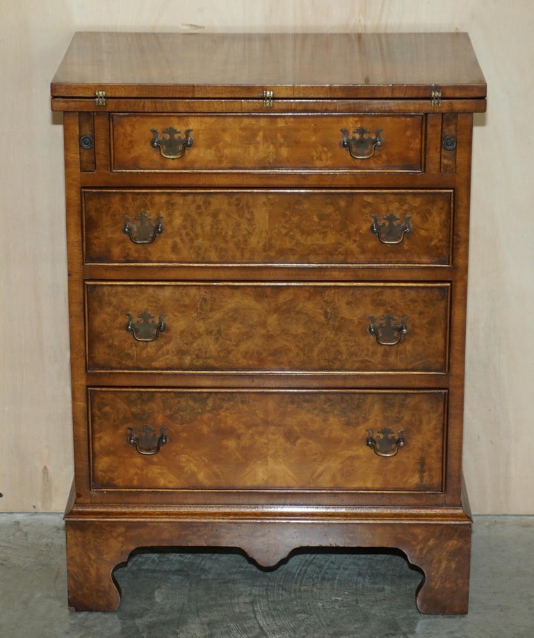 Antique Burr Walnut Bachelors Chest of Drawers with Butlers Serving ...