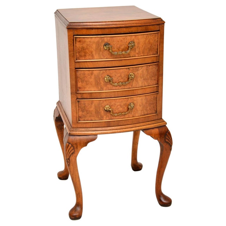Antique Burr Walnut Bedside Chest on Legs For Sale at 1stDibs