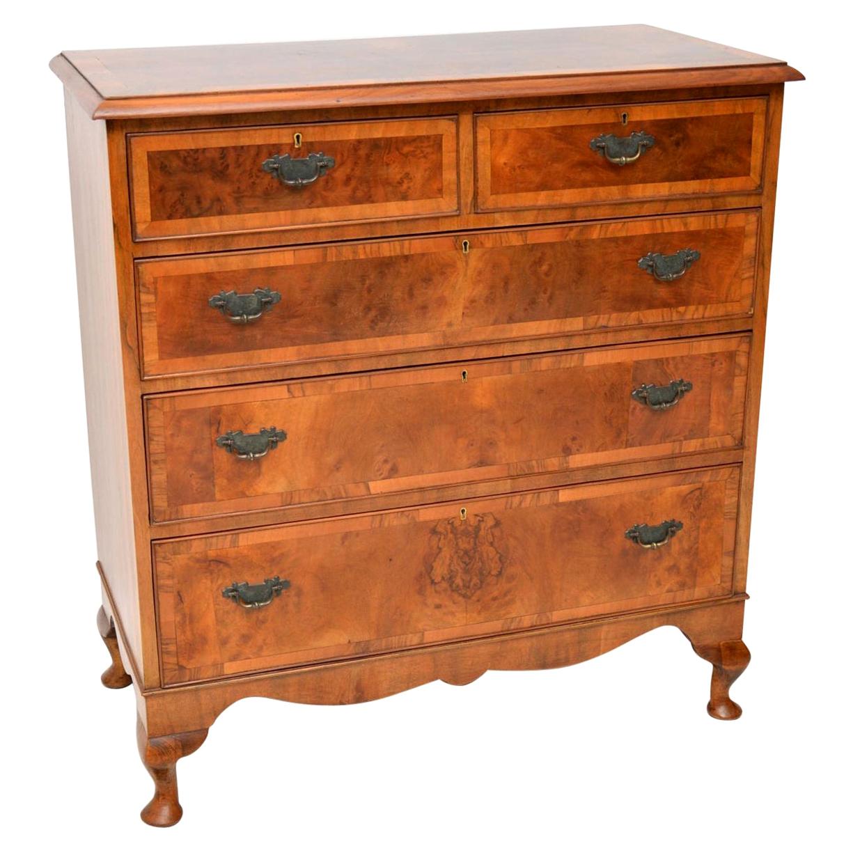 Pair of Antique Burr Walnut Bedside Chests at 1stDibs