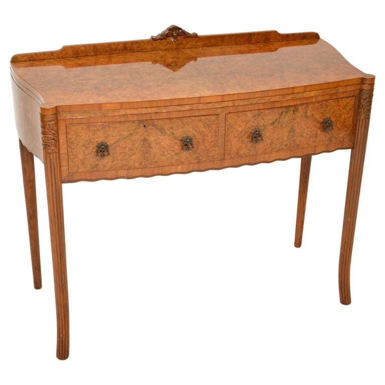 Antique Burr Walnut Console / Server Table For Sale at 1stDibs