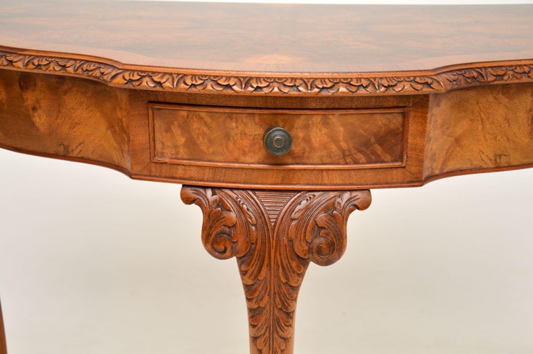 Antique Burr Walnut Console Side Table For Sale at 1stDibs