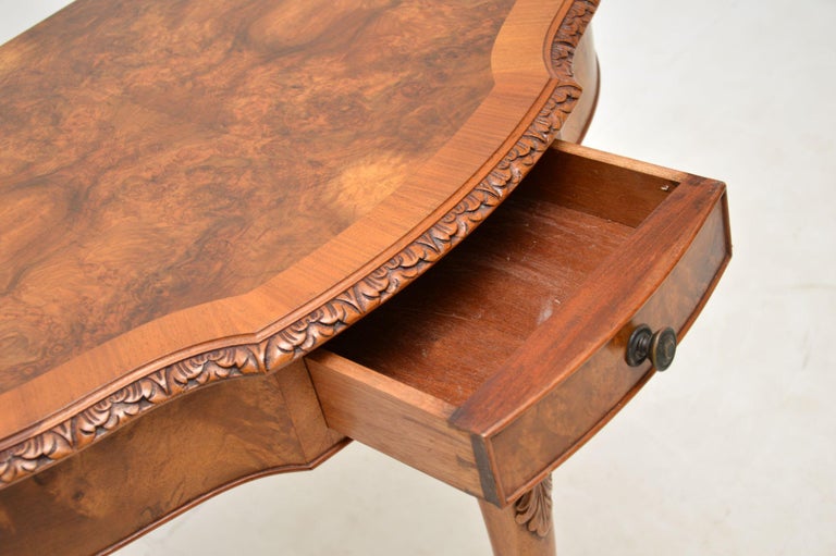 Antique Burr Walnut Console Side Table For Sale at 1stDibs