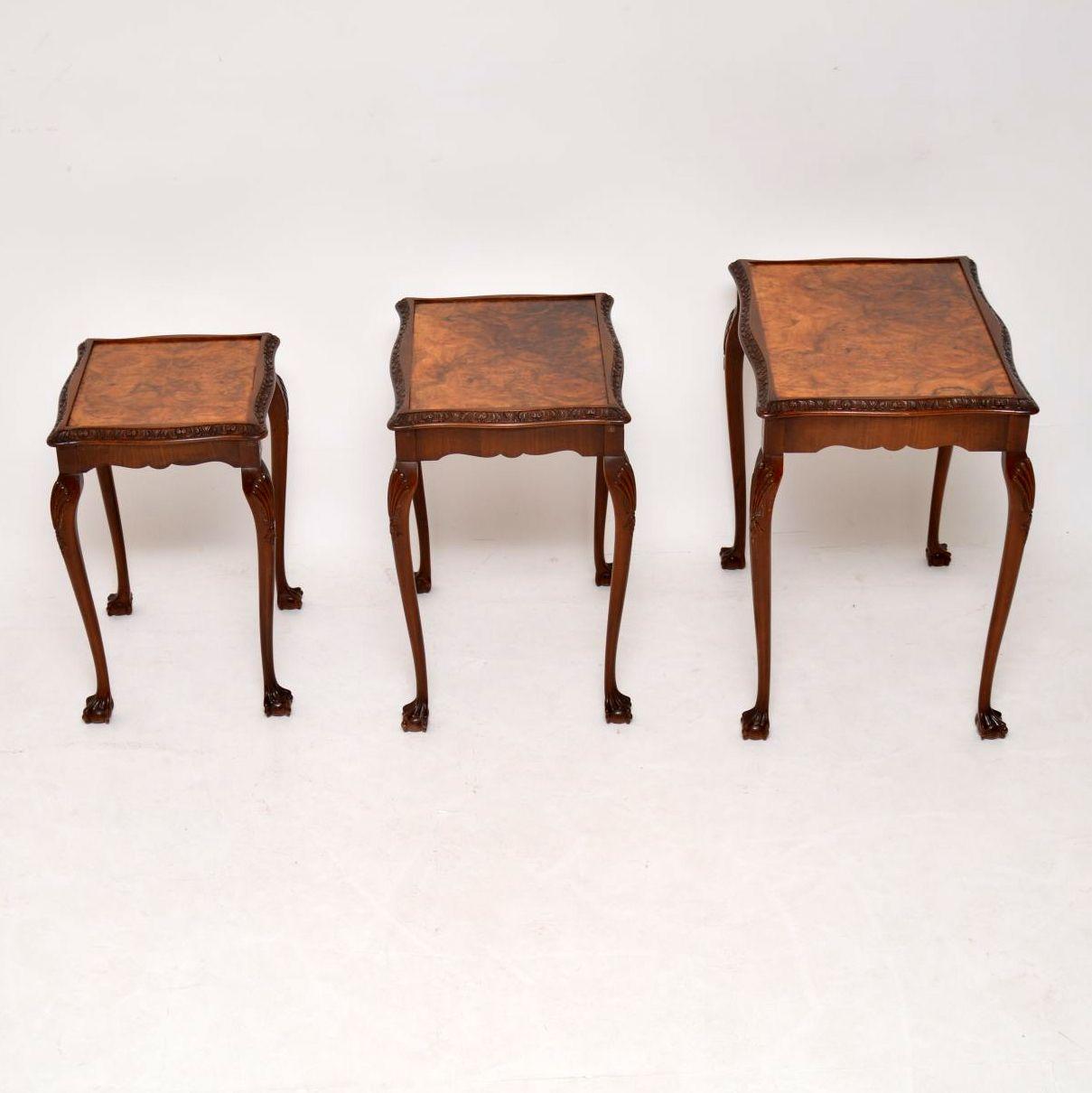 Antique Burr Walnut Nest of Tables at 1stDibs | walnut nest of tables