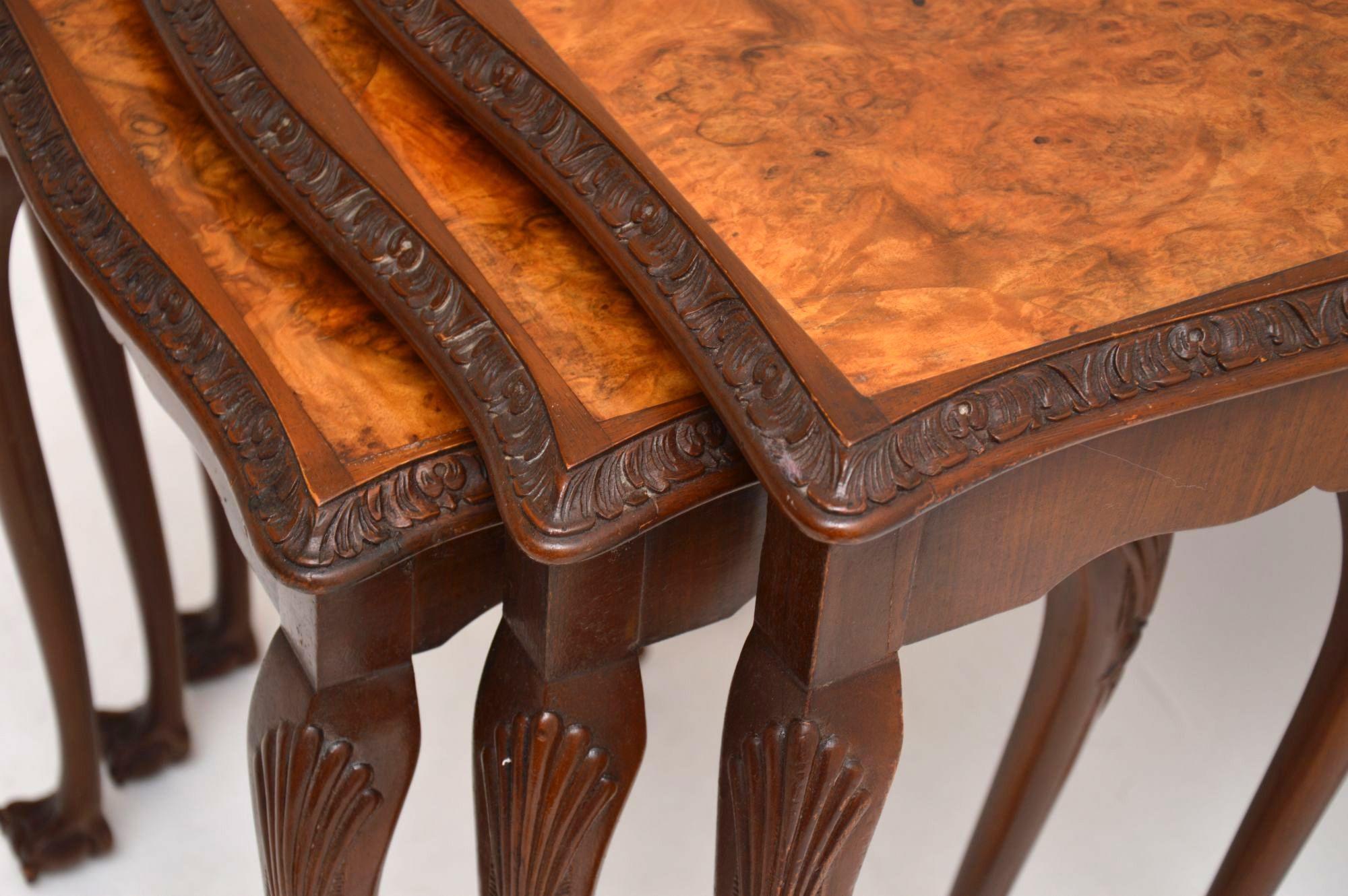 Antique Burr Walnut Nest of Tables at 1stDibs | walnut nest of tables