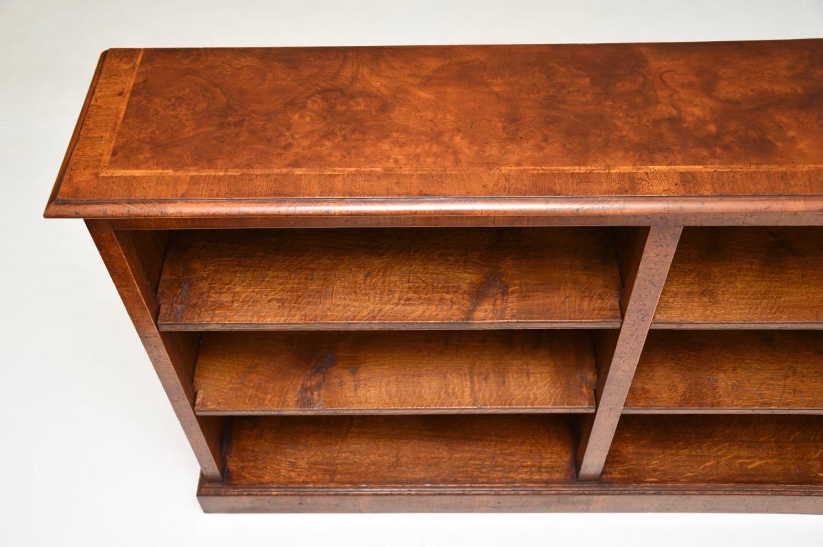 Antique Burr Walnut Open Bookcase For Sale at 1stDibs