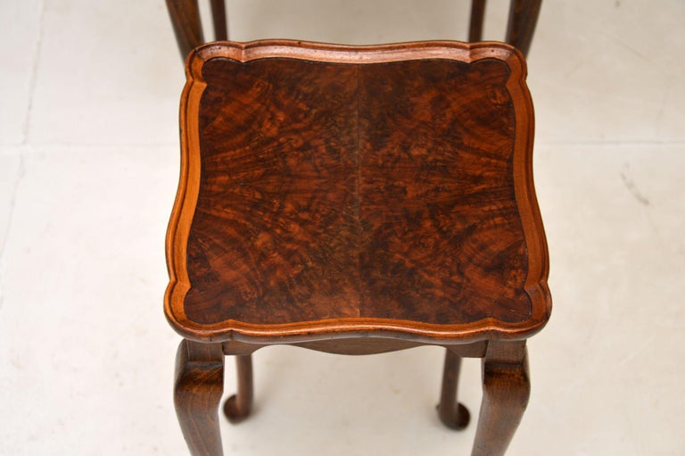 Antique Burr Walnut Pie Crust Nest of Tables For Sale at 1stDibs
