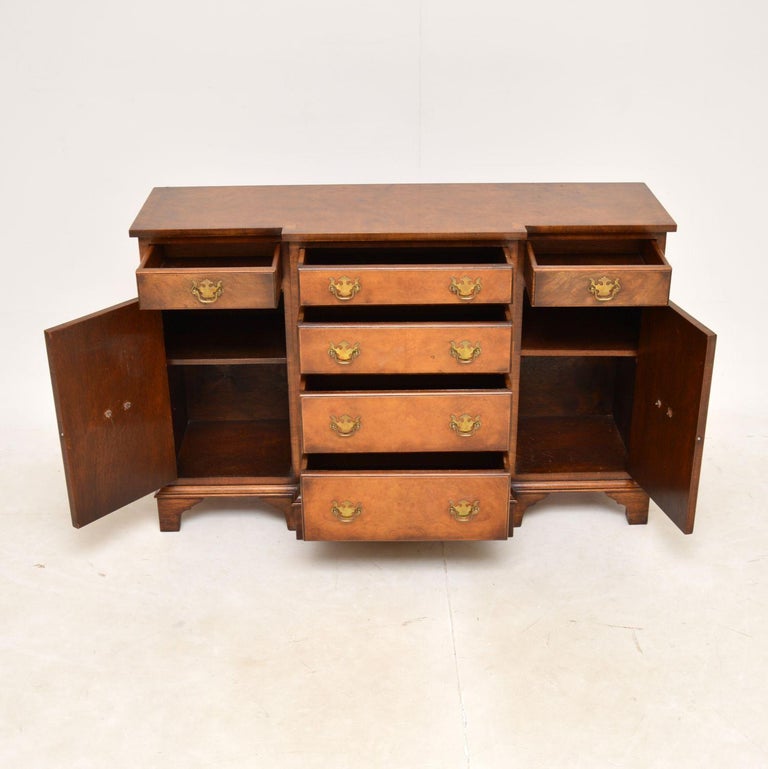 Antique Burr Walnut Small Breakfront Sideboard For Sale at 1stDibs