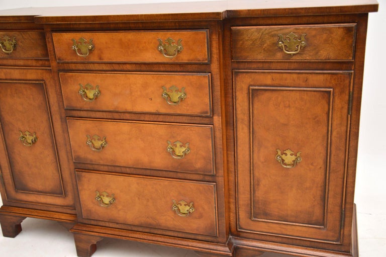 Antique Burr Walnut Small Breakfront Sideboard For Sale at 1stDibs
