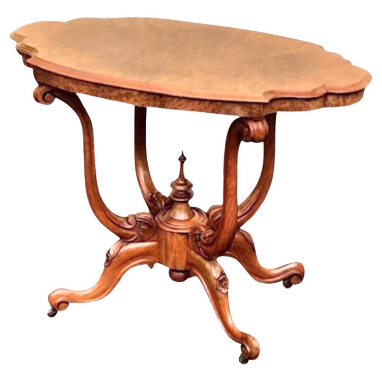 Antique Burr Walnut Window Table, Occasional Table For Sale at 1stDibs