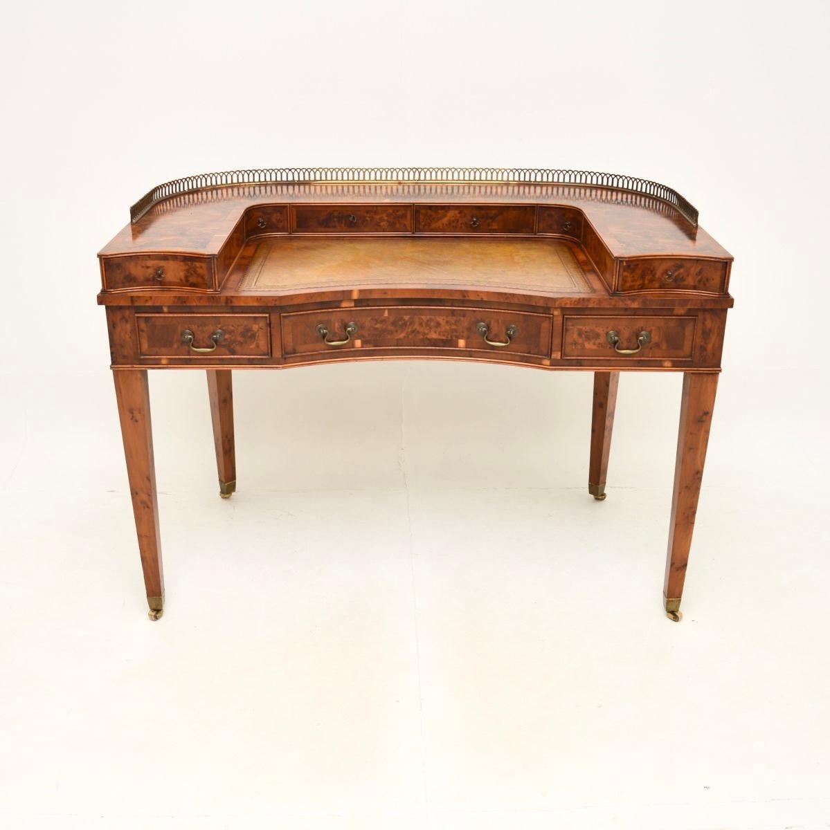 Antique Burr Yew Carlton House Desk For Sale at 1stDibs