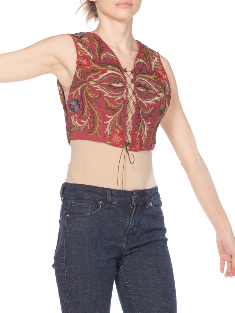 Antique Bustier Vest Covered in Rich Heavy Metal and Silk Embroidery ...