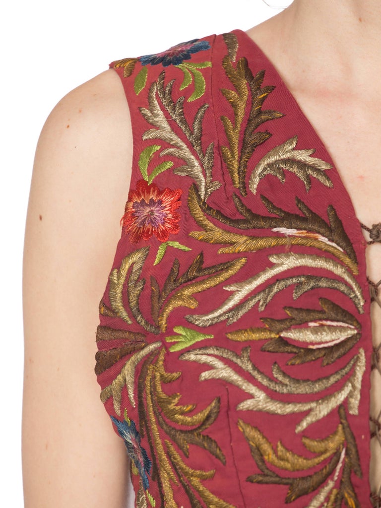 Antique Bustier Vest Covered in Rich Heavy Metal and Silk Embroidery ...