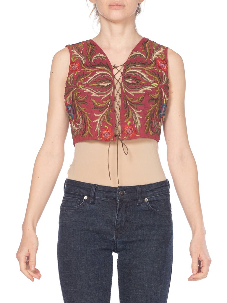 Antique Bustier Vest Covered in Rich Heavy Metal and Silk Embroidery ...