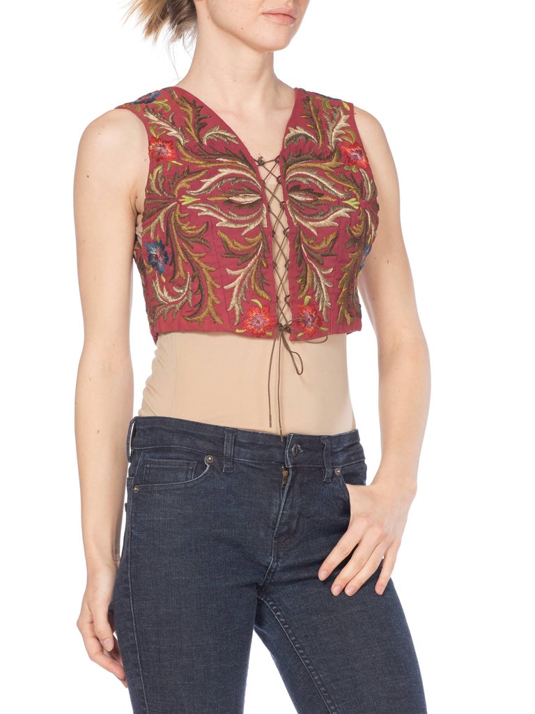 Antique Bustier Vest Covered in Rich Heavy Metal and Silk Embroidery ...