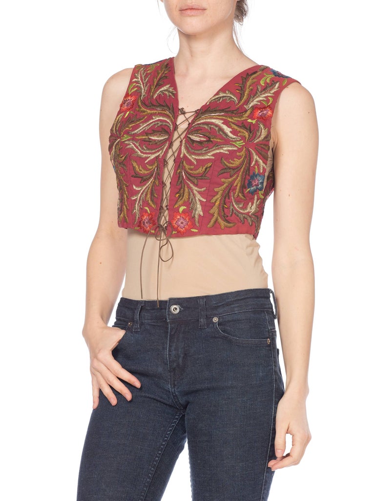 Antique Bustier Vest Covered in Rich Heavy Metal and Silk Embroidery ...