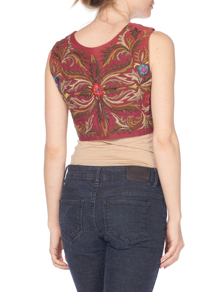 Antique Bustier Vest Covered in Rich Heavy Metal and Silk Embroidery ...