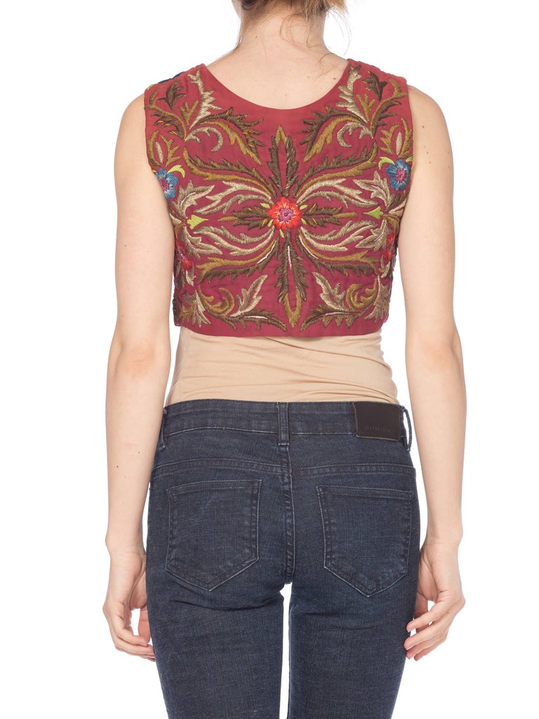 Antique Bustier Vest Covered in Rich Heavy Metal and Silk Embroidery ...