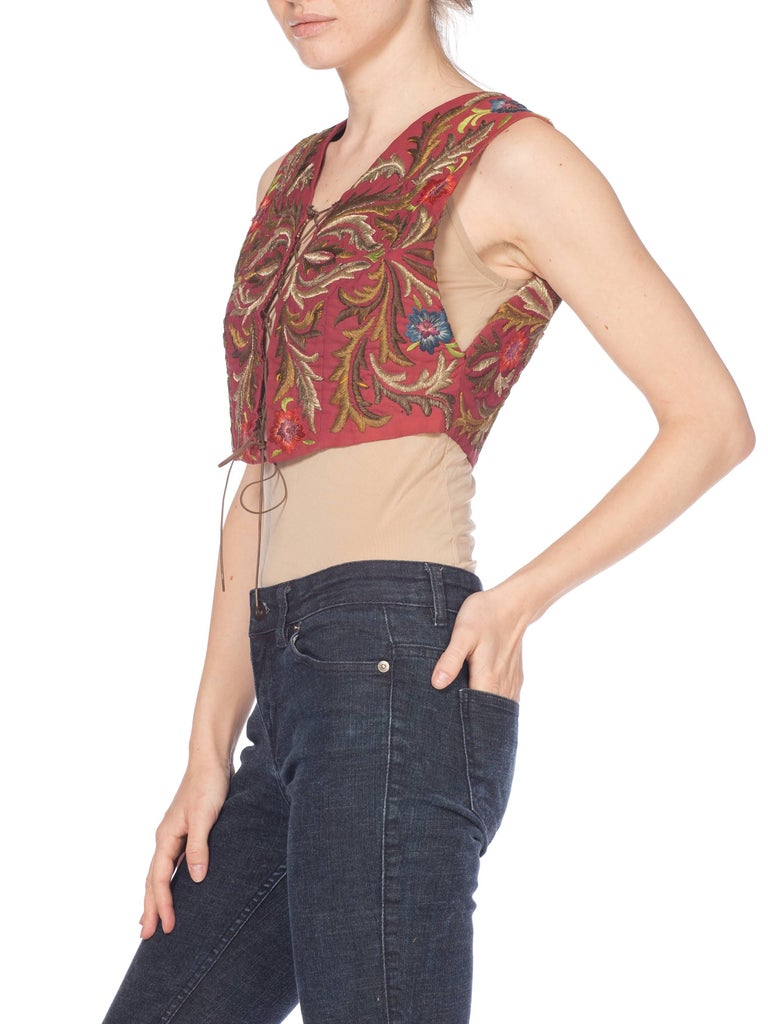 Antique Bustier Vest Covered in Rich Heavy Metal and Silk Embroidery ...