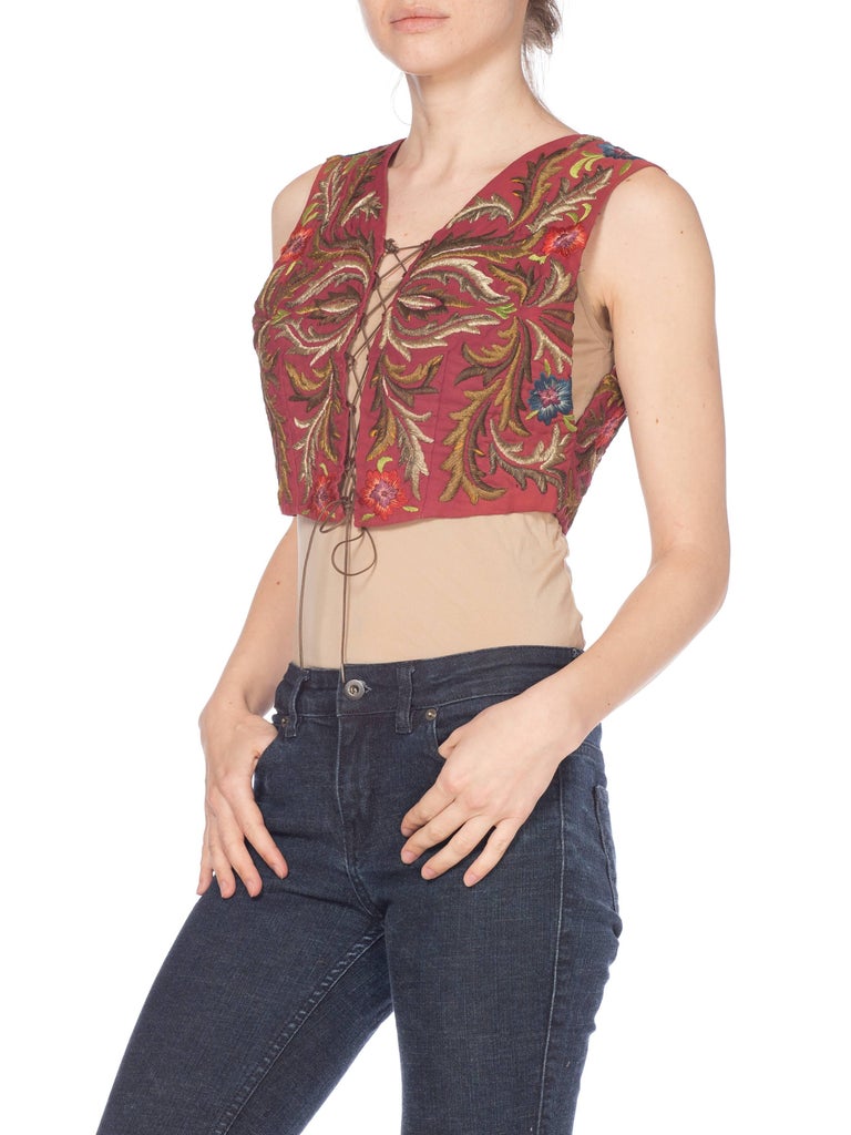 Antique Bustier Vest Covered in Rich Heavy Metal and Silk Embroidery ...