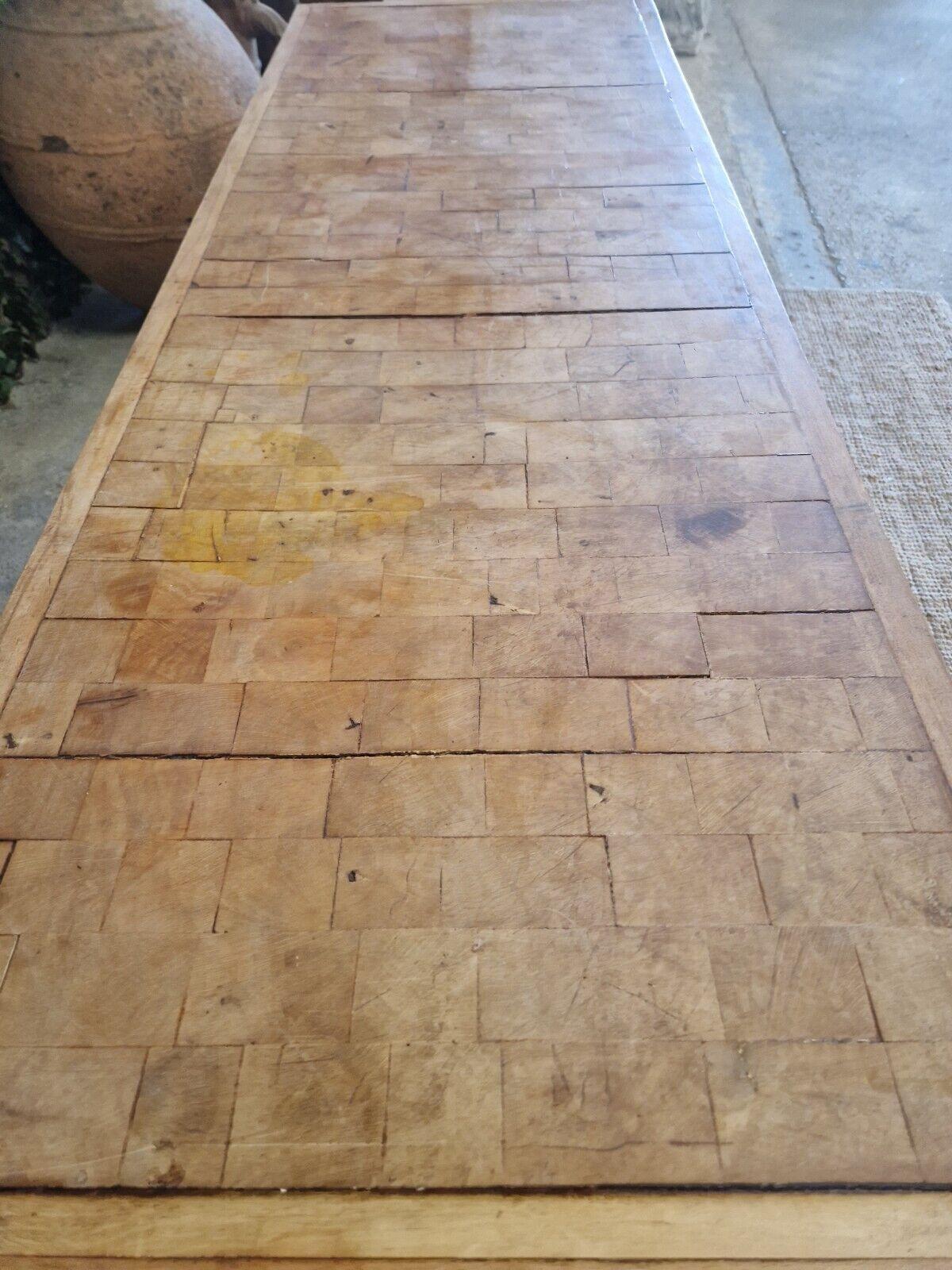 Antique Butchers Block Table Island French Art Nouveau For Sale at 1stDibs