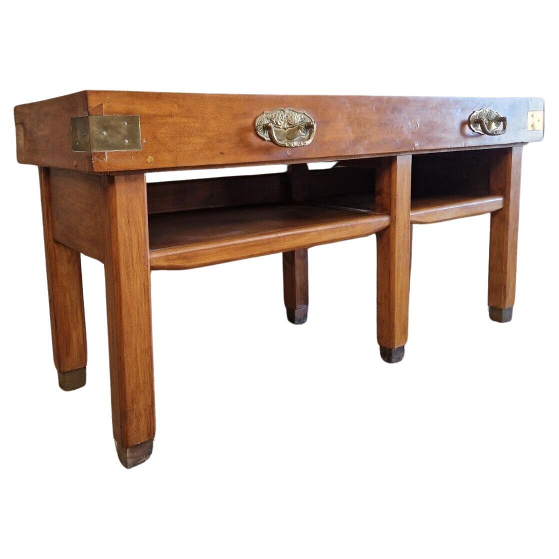 Antique Butchers Block Table Island French Art Nouveau For Sale at 1stDibs