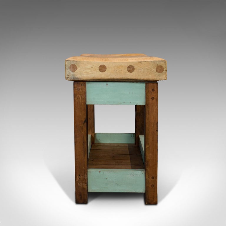 Antique Butcher's Chopping Block, Beech, Teak, Work Bench, Kitchen ...