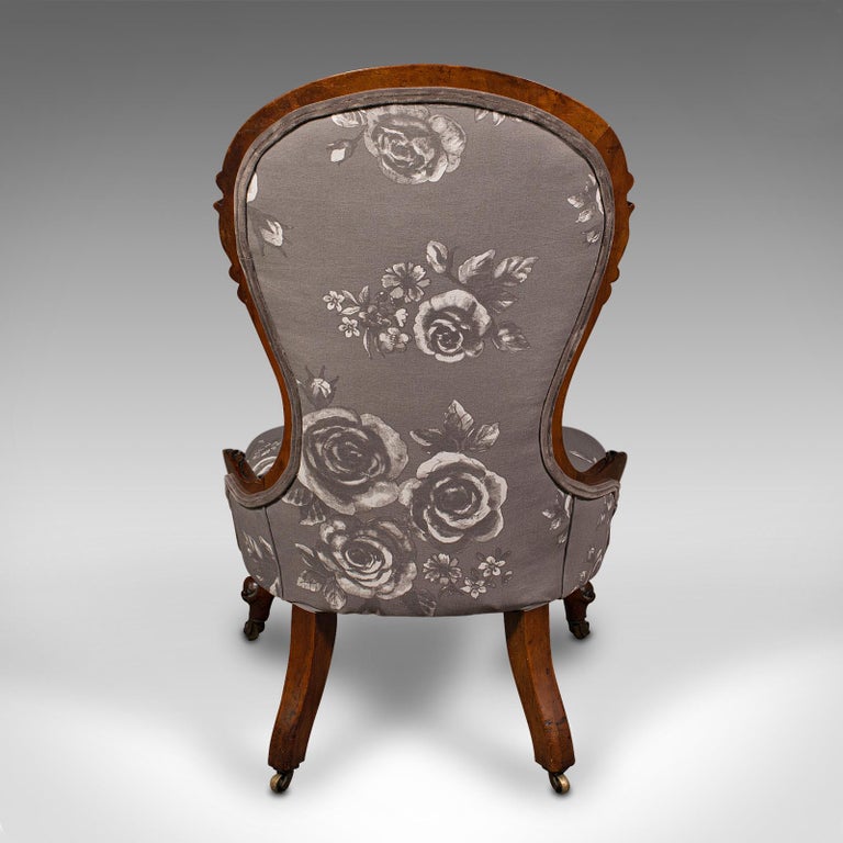 Antique Button Back Salon Chair English Walnut Spoon Seat Victorian ...