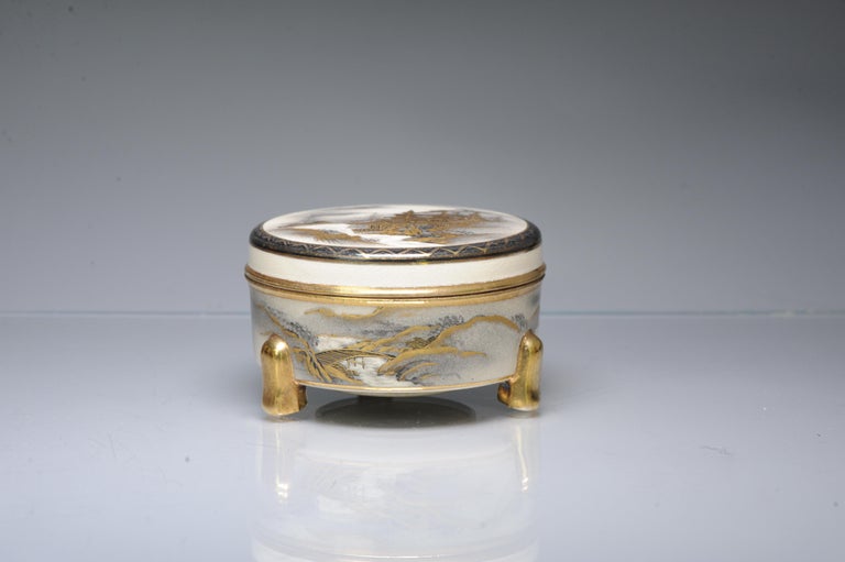 Antique Ca 1900 Japanese Meiji or Taisho Period Satsuma Powder Box with ...