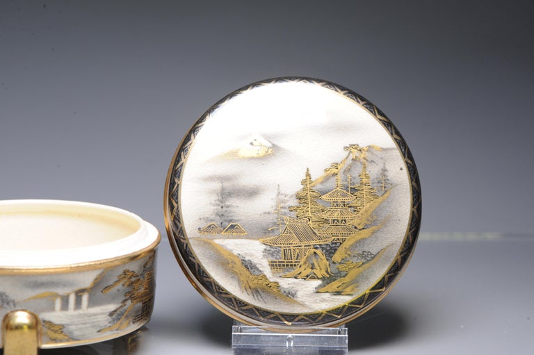 Antique Ca 1900 Japanese Meiji or Taisho Period Satsuma Powder Box with ...