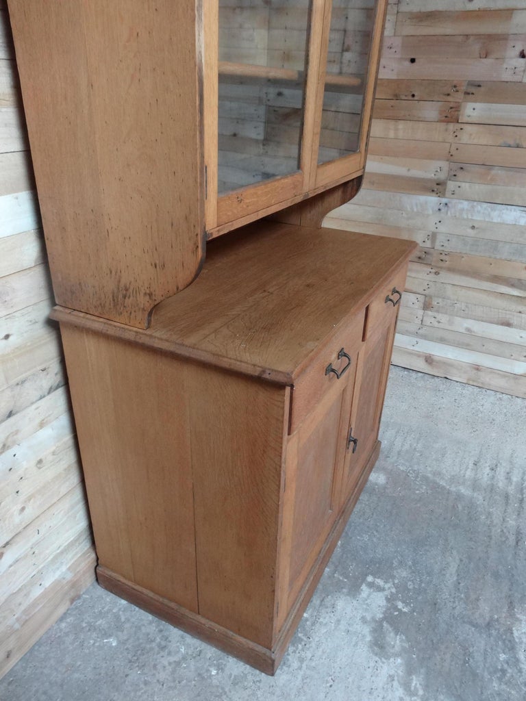 Antique Ca 1900 Solid Light Oak English Kitchen Cabinet at 1stDibs