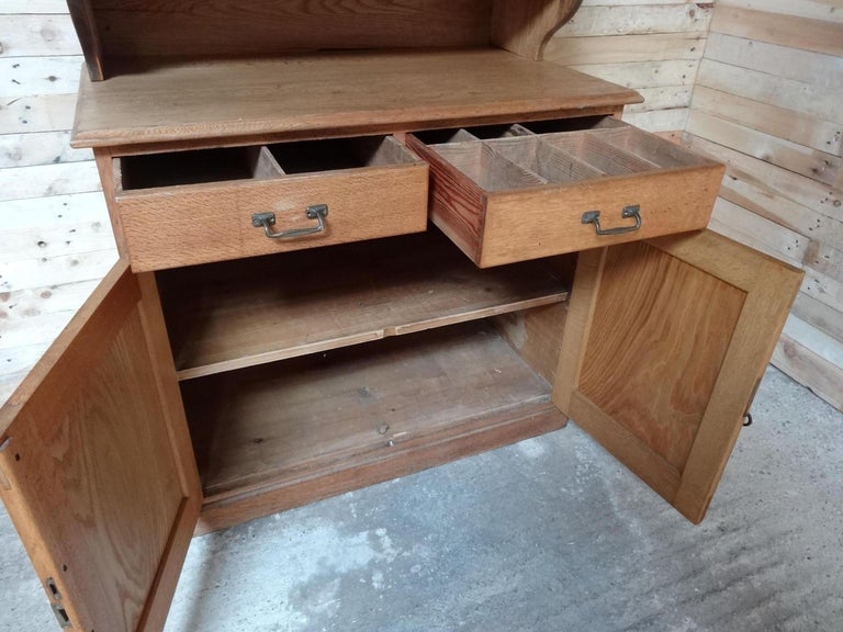 Antique Ca 1900 Solid Light Oak English Kitchen Cabinet at 1stDibs