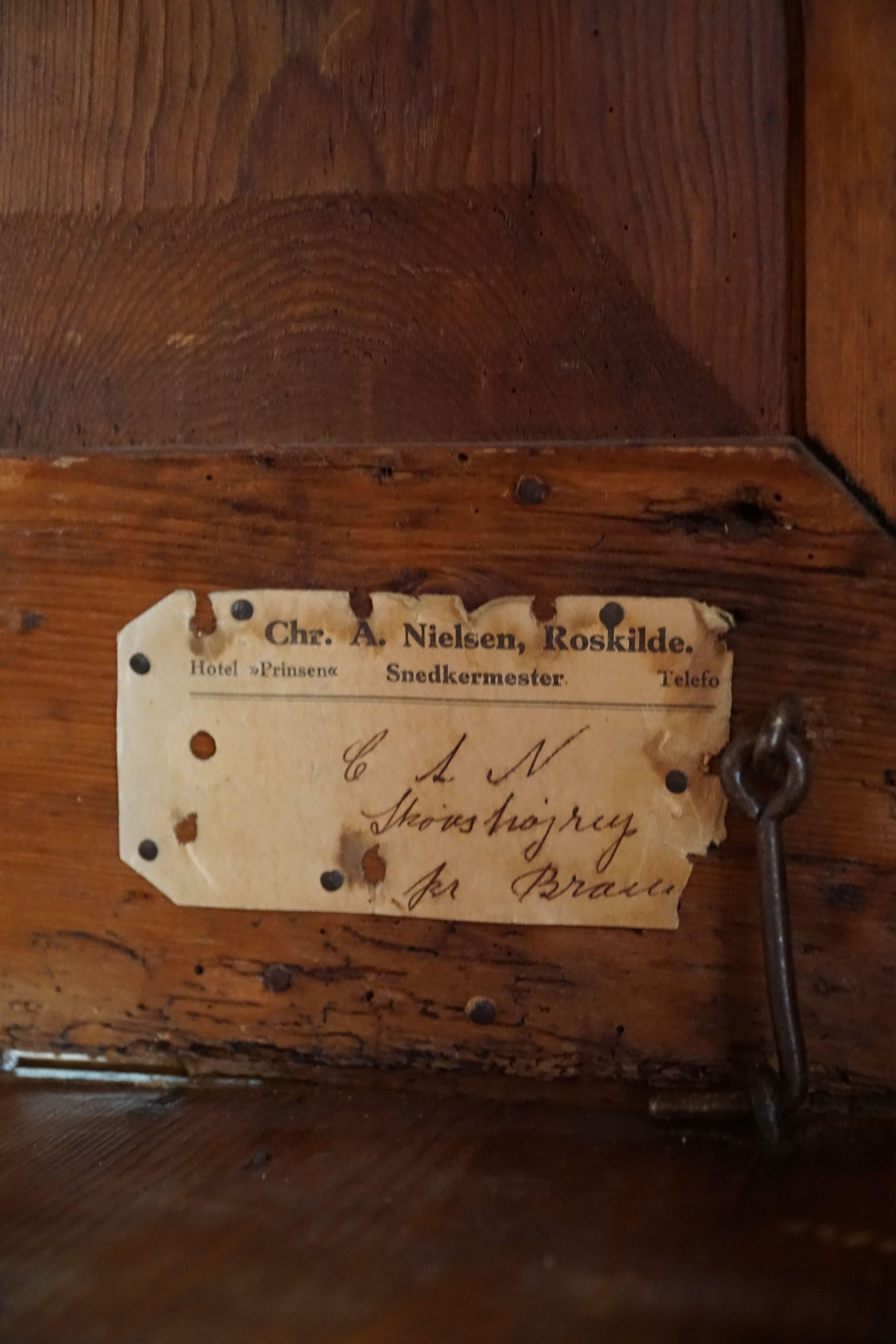 Antique Cabinet in Solid Pine, Provenance "Prindsen Hotel, Denmark ...