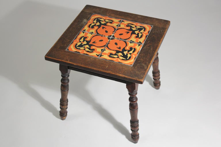Antique California Mission Taylor Malibu Wood and Tile Top Side Table ...